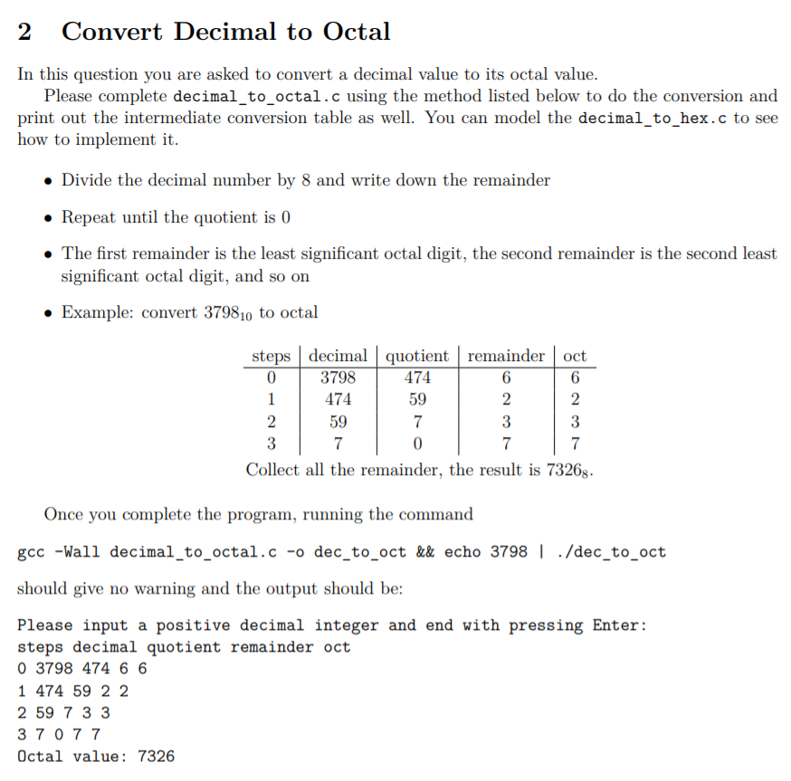 Solved decimal to octal below: #include void reverse(char | Chegg.com