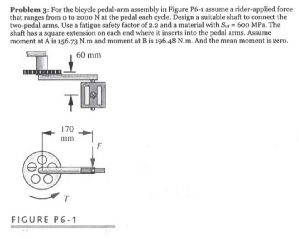 Solved Problem 3: For the bicycle pedal-arm assembly in | Chegg.com