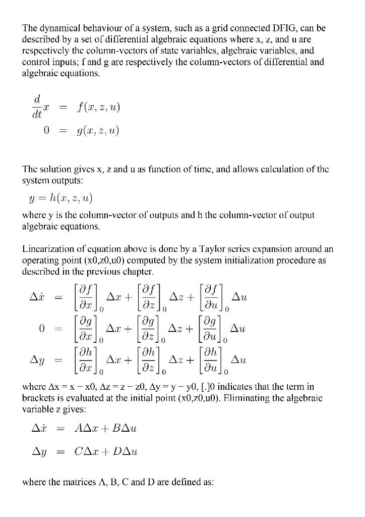 The dynamical behaviour of a system, such as a grid | Chegg.com