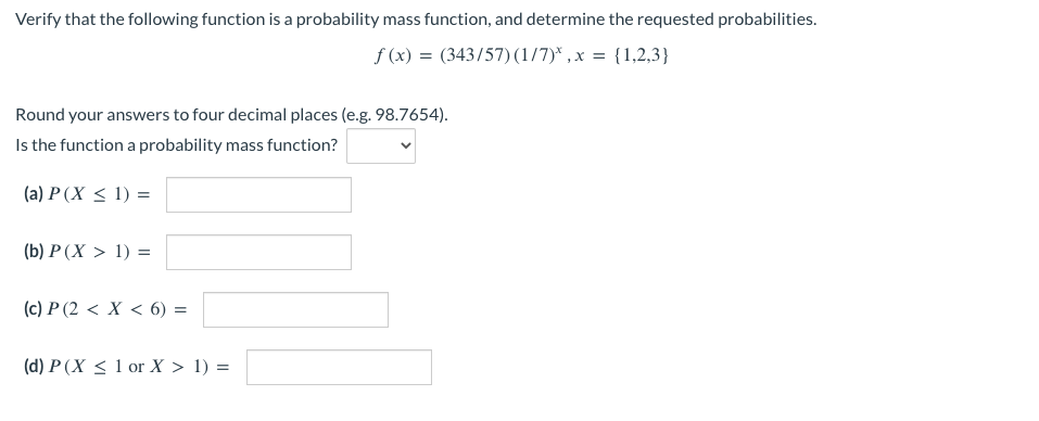Solved Verify that the following function is a probability | Chegg.com