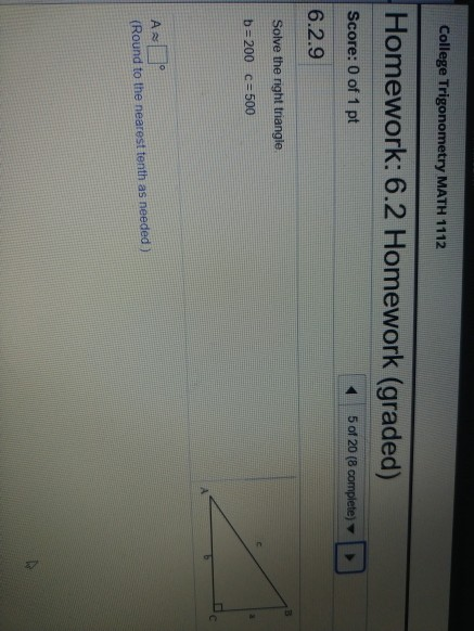 Solved n College Trigonometry MATH 1112 Homework: 6.2 | Chegg.com