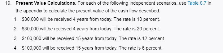 Solved 19. Present Value Calculations. For each of the | Chegg.com