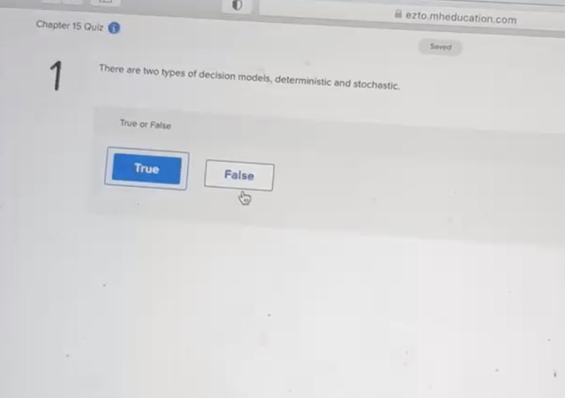 Solved There are two types of decision models, deterministic | Chegg.com