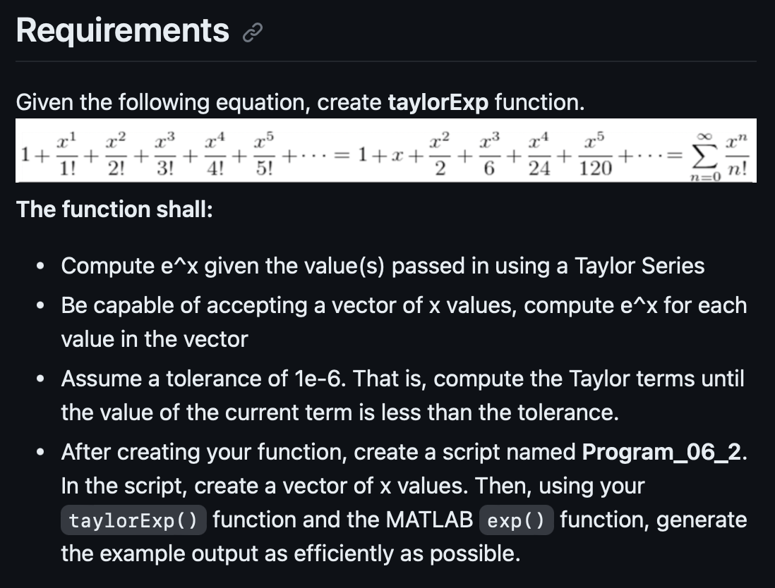 Solved Given the following equation, create taylorExp | Chegg.com