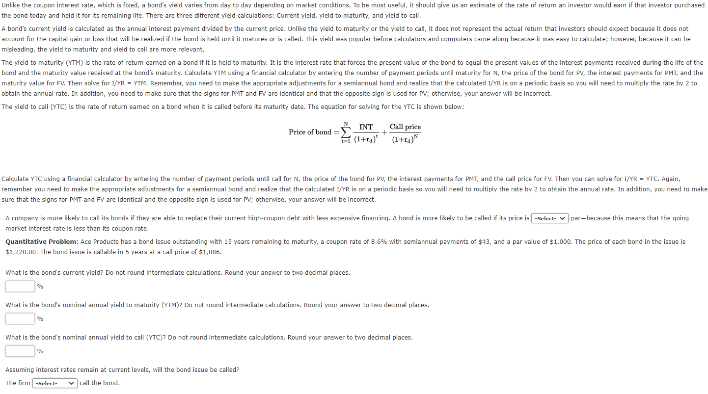 Solved the bond today and held it for its remaining life. | Chegg.com