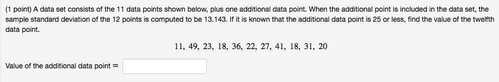 Solved (1 point) A data set consists of the 11 data points | Chegg.com
