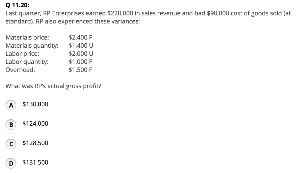 Solved Q11.20: Last quarter, RP Enterprises earned $220,000 | Chegg.com