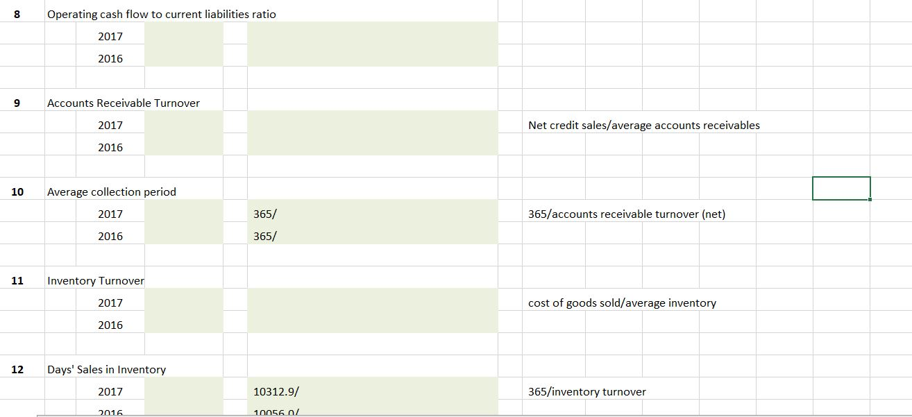 Solved 8 Operating cash flow to current liabilities ratio | Chegg.com