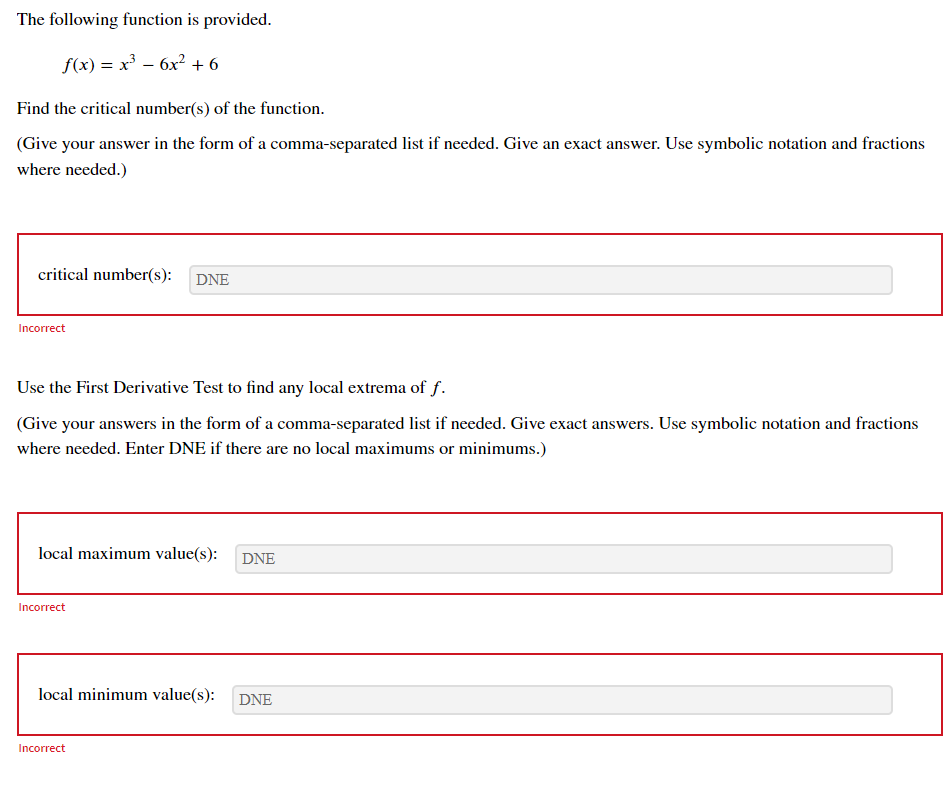 Solved The following function is provided.f(x)=x3-6x2+6Find | Chegg.com