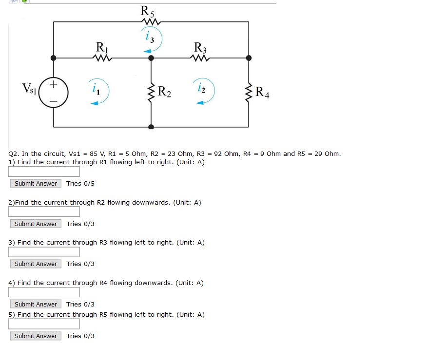 Solved RS R1 R3 Vsi + R2 12 ş R4 Q2. In the circuit, Vs1 = | Chegg.com