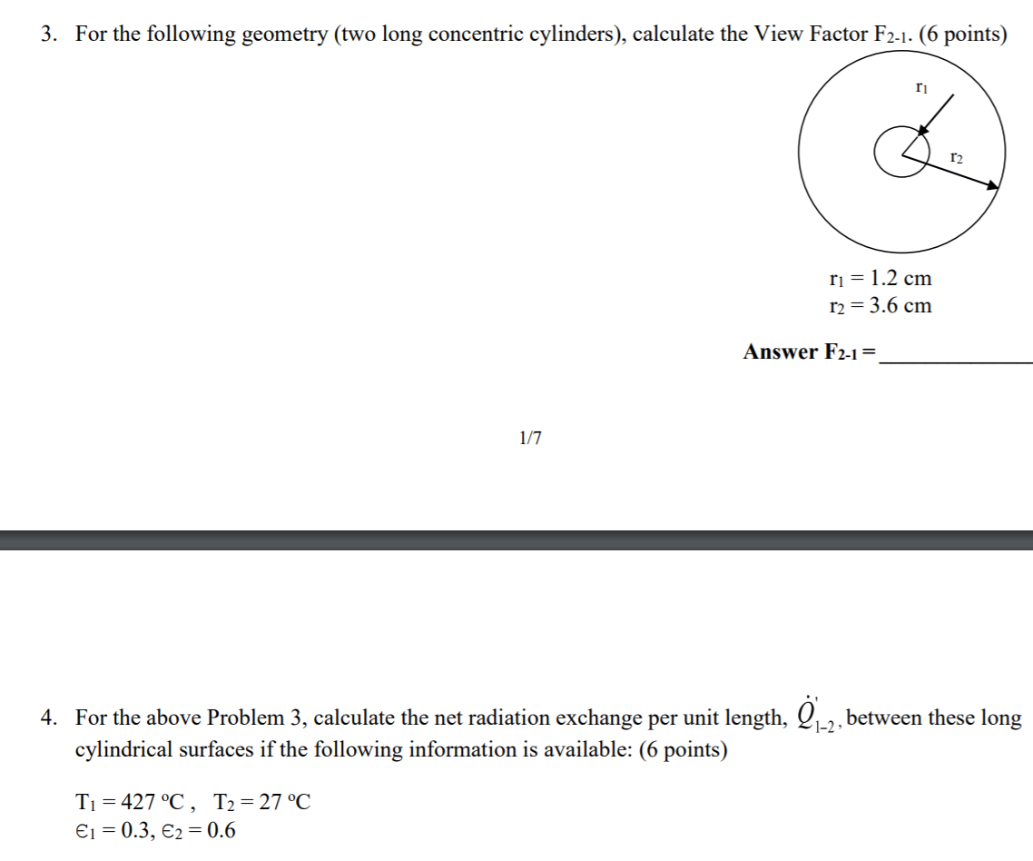 Solved 3. For the following geometry (two long concentric | Chegg.com