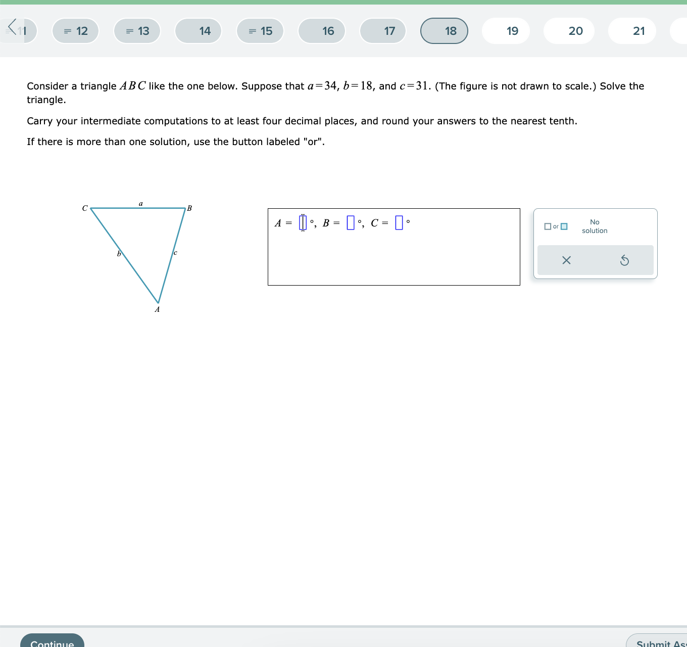 Solved Consider a triangle ABC like the one below. Suppose | Chegg.com