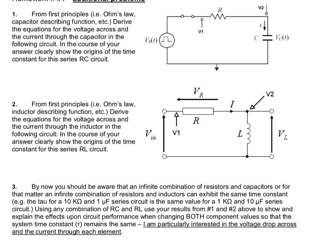 Solved V2 1.From first principles (i.e. Ohm's law, capacitor | Chegg.com