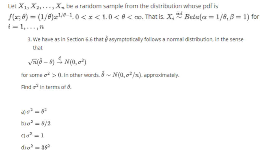 Solved Let X1,X2,…,Xn be a random sample from the | Chegg.com