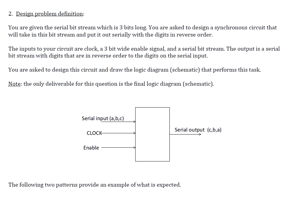 Solved 2. Design problem definition: You are given the | Chegg.com
