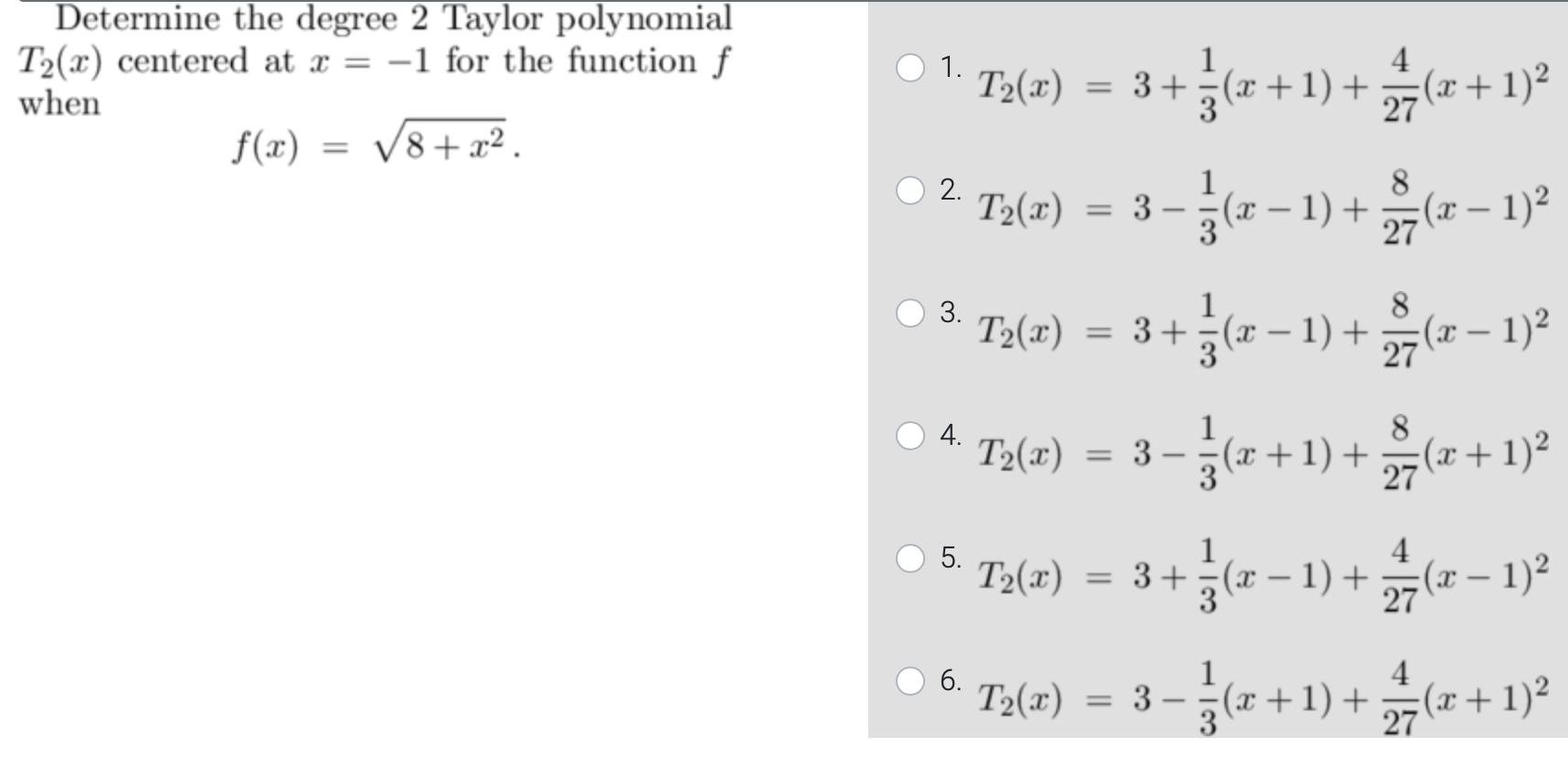 Solved 1. Determine the degree 2 Taylor polynomial T2(x) | Chegg.com