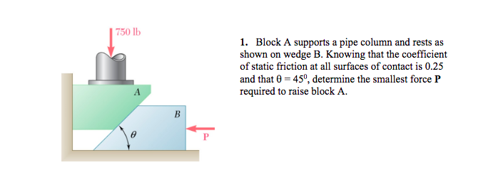 Solved 1. Block A supports a pipe column and rests as shown | Chegg.com