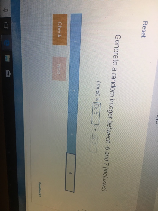 Solved Reset Generate a random integer between -6 and 7 | Chegg.com