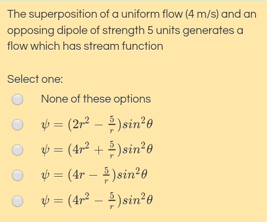 Solved The superposition of a uniform flow (4 m/s) and an | Chegg.com