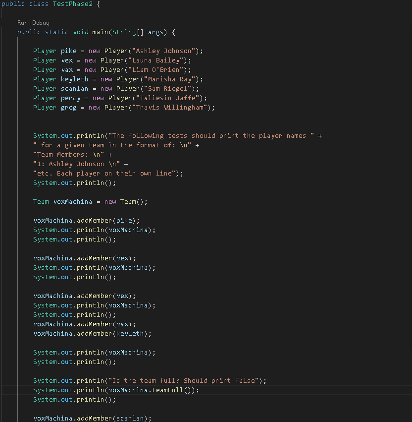 Solved Create class Team, which is a collection of Players | Chegg.com