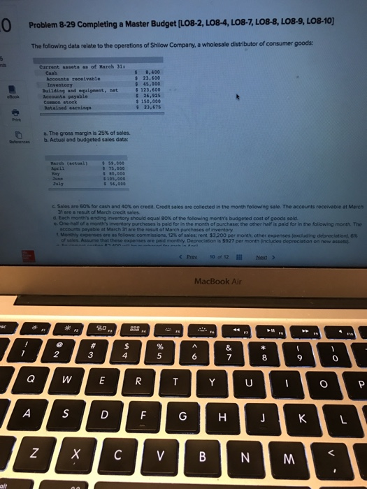 Solved Problem 8-29 Completing a Master Budget LO8-2, Lo8-4, | Chegg.com