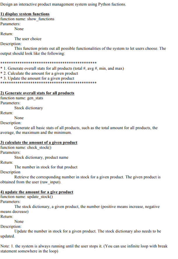 Solved Design an interactive product management system using | Chegg.com
