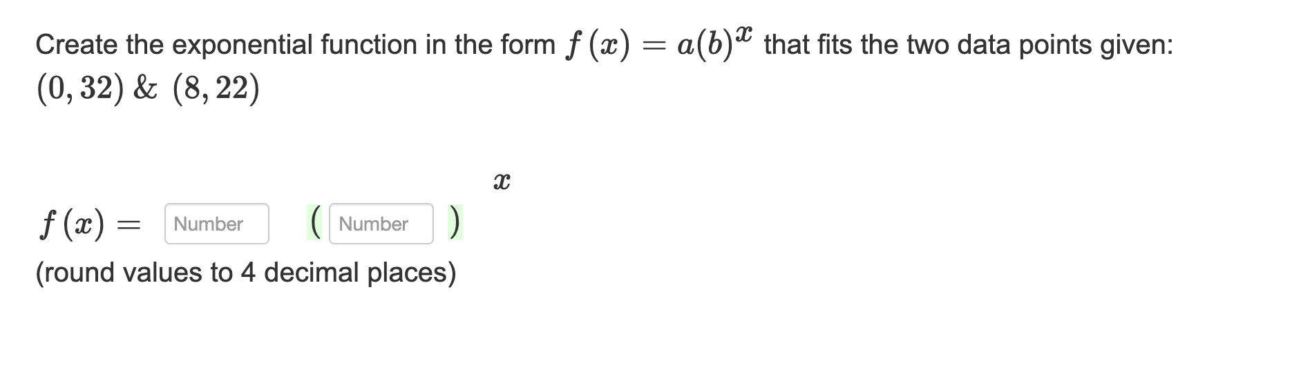 Solved Create the exponential function in the form | Chegg.com