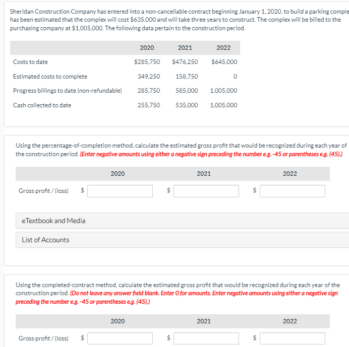 Solved Sheridan Construction Company has entered into a | Chegg.com