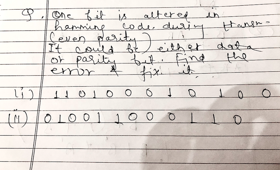 Solved in hamming transm- & One fit is is altered . Seven | Chegg.com