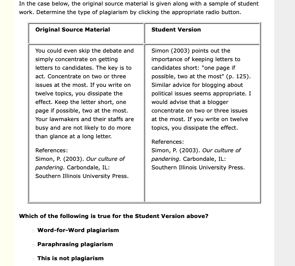 Solved In the case below, the original source material is | Chegg.com