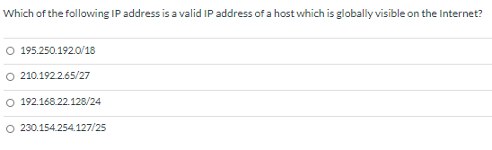 Solved Which of the following IP address is a valid IP | Chegg.com