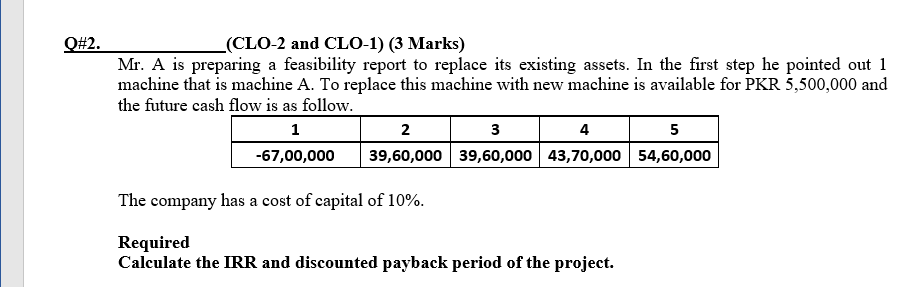 Solved Q#2. (CLO-2 and CLO-1) (3 Marks) Mr. A is preparing a | Chegg.com
