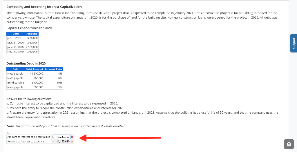 Solved Computing and Recording Interest Capitalization The | Chegg.com