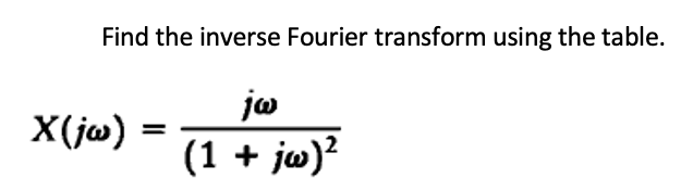 Solved Find the inverse Fourier transform using the table. | Chegg.com