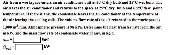 Solved Air from a workspace enters an air conditioner unit | Chegg.com