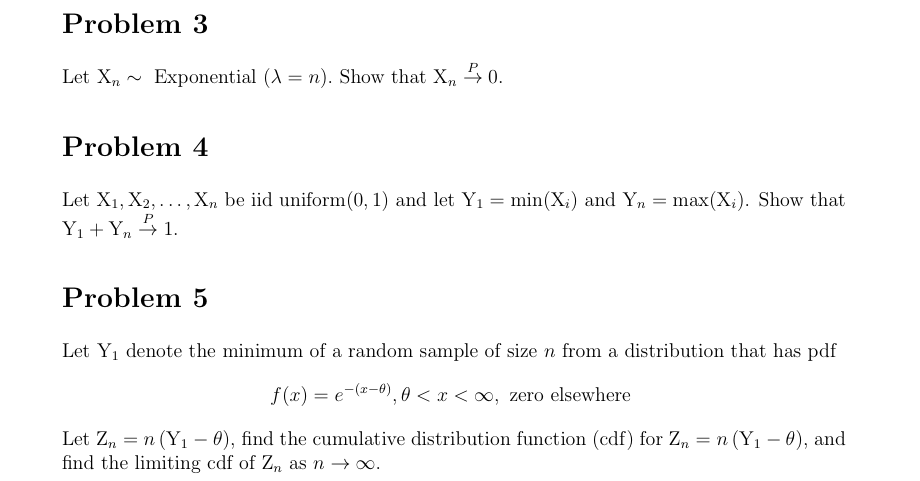 Solved Problem 3 Let X, ~ Exponential (1= n). Show that X, | Chegg.com