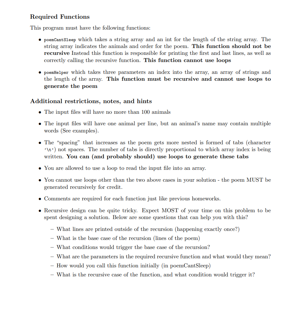 Solved Problem A: Recursive Poetry (50 pts) Below is a | Chegg.com