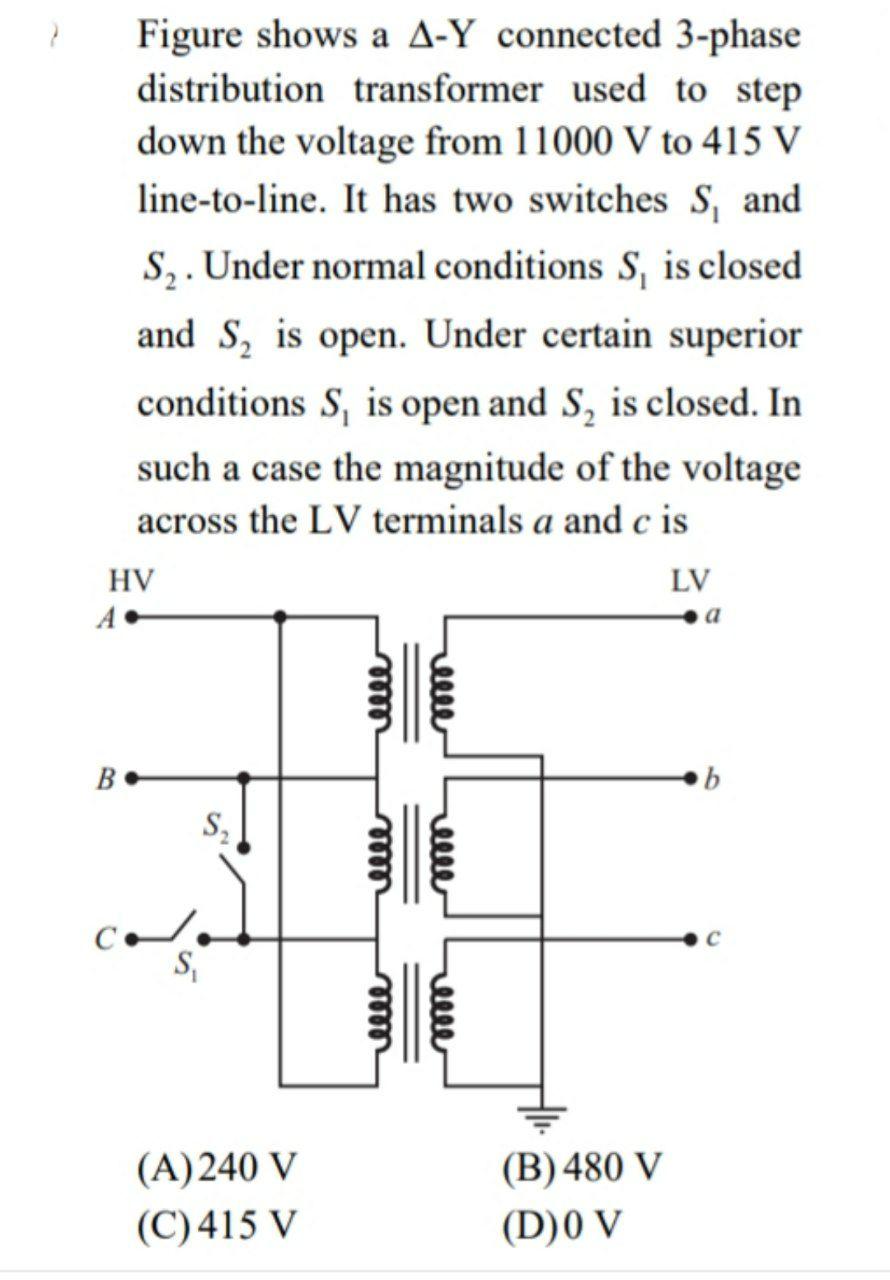 Solved Figure shows a A-Y connected 3-phase distribution | Chegg.com