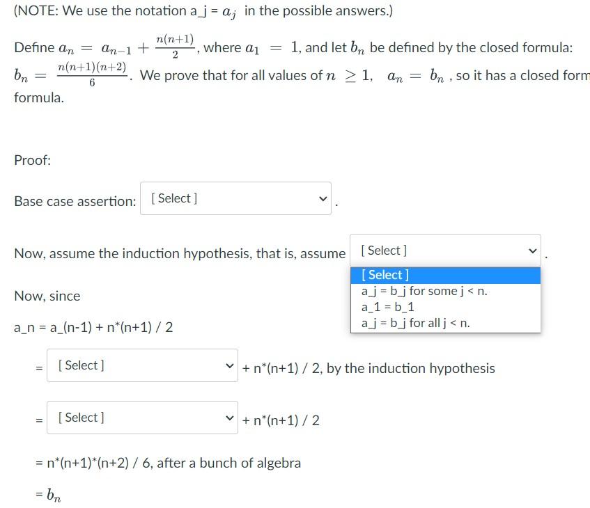 Solved (NOTE: We use the notation a j = a; in the possible | Chegg.com