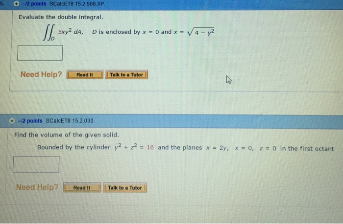 Solved Evaluate the double integral. Doubleintegral_D 5xy^2 | Chegg.com