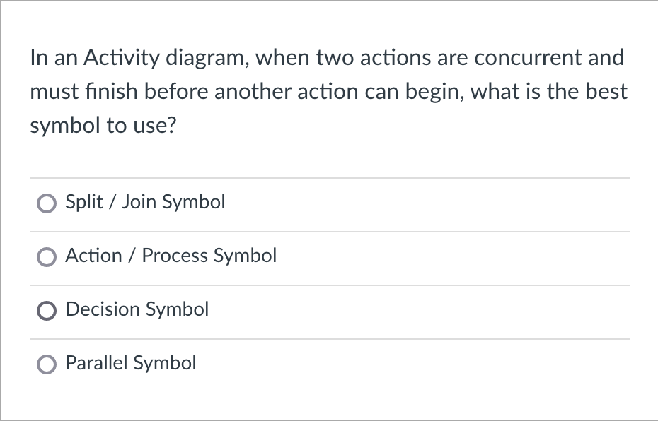 Solved In an Activity diagram, when two actions are | Chegg.com