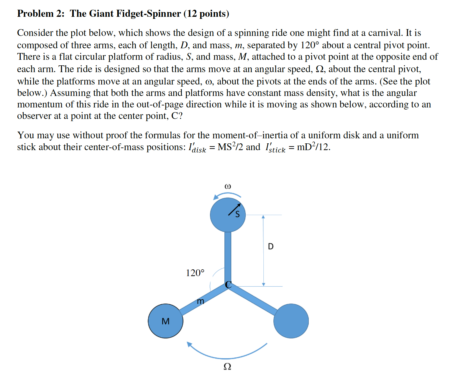 Solved Problem 2: The Giant Fidget-Spinner (12 points) | Chegg.com