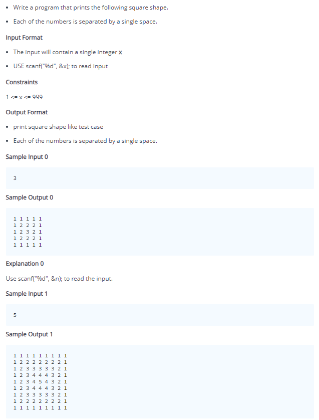 Solved Write A Program That Prints The Following Square Chegg