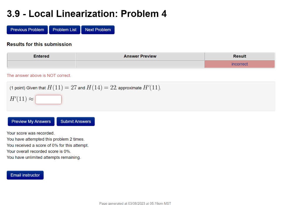 Solved 3.9 - Local Linearization: Problem 4 Results for this | Chegg.com