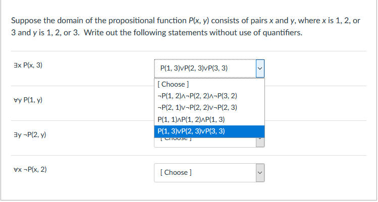 Solved Suppose the domain of the propositional function P(x, | Chegg.com