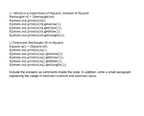 Solved Homework 03 The subclasses Circle and Rectangle shall | Chegg.com