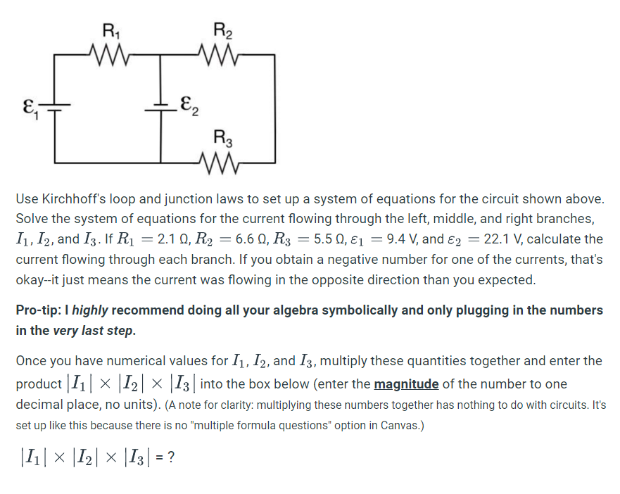 Solved Use Kirchhoff's loop and junction laws to set up a | Chegg.com