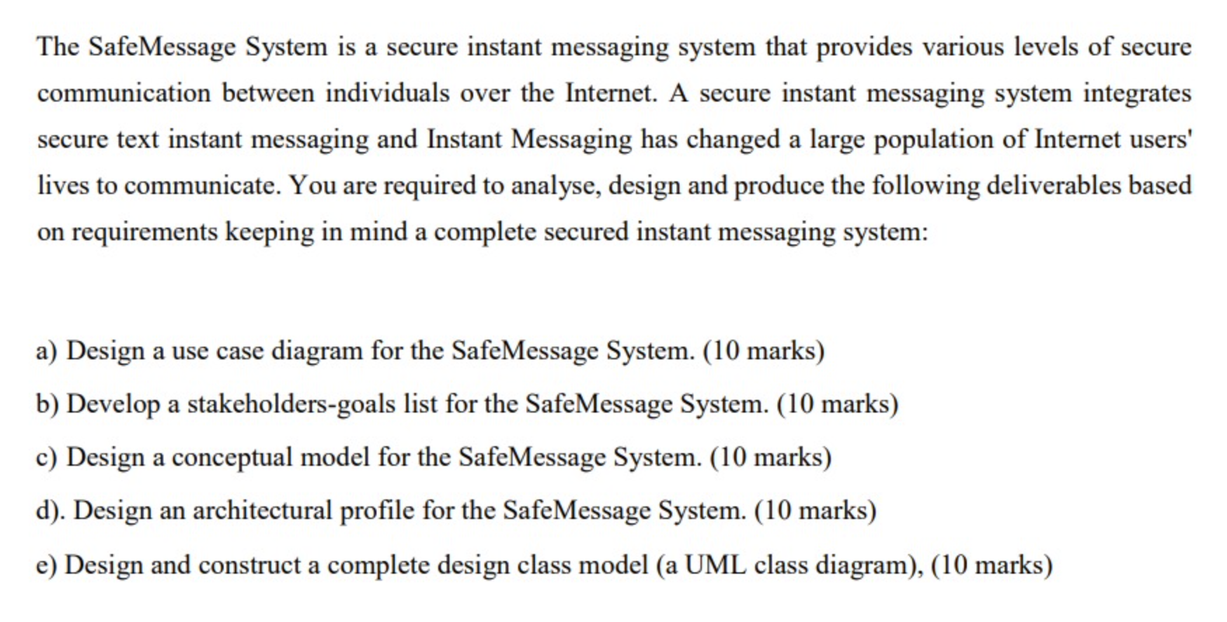 Solved The SafeMessage System is a secure instant messaging | Chegg.com