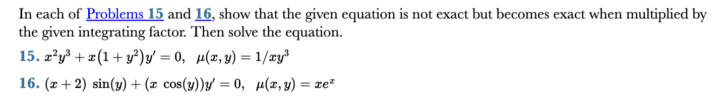 Solved In each of Problems 15 and 16, show that the given | Chegg.com