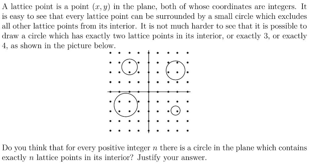 Solved A lattice point is a point (x,y) in the plane, both | Chegg.com